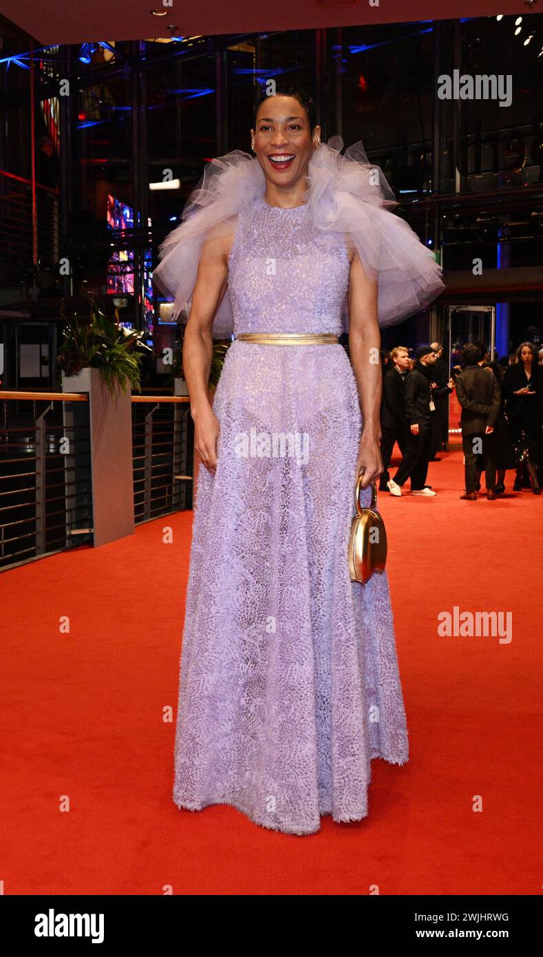 Berlin, Germany. 15th Feb, 2024. Presenter Annabelle Mandeng walks the ...