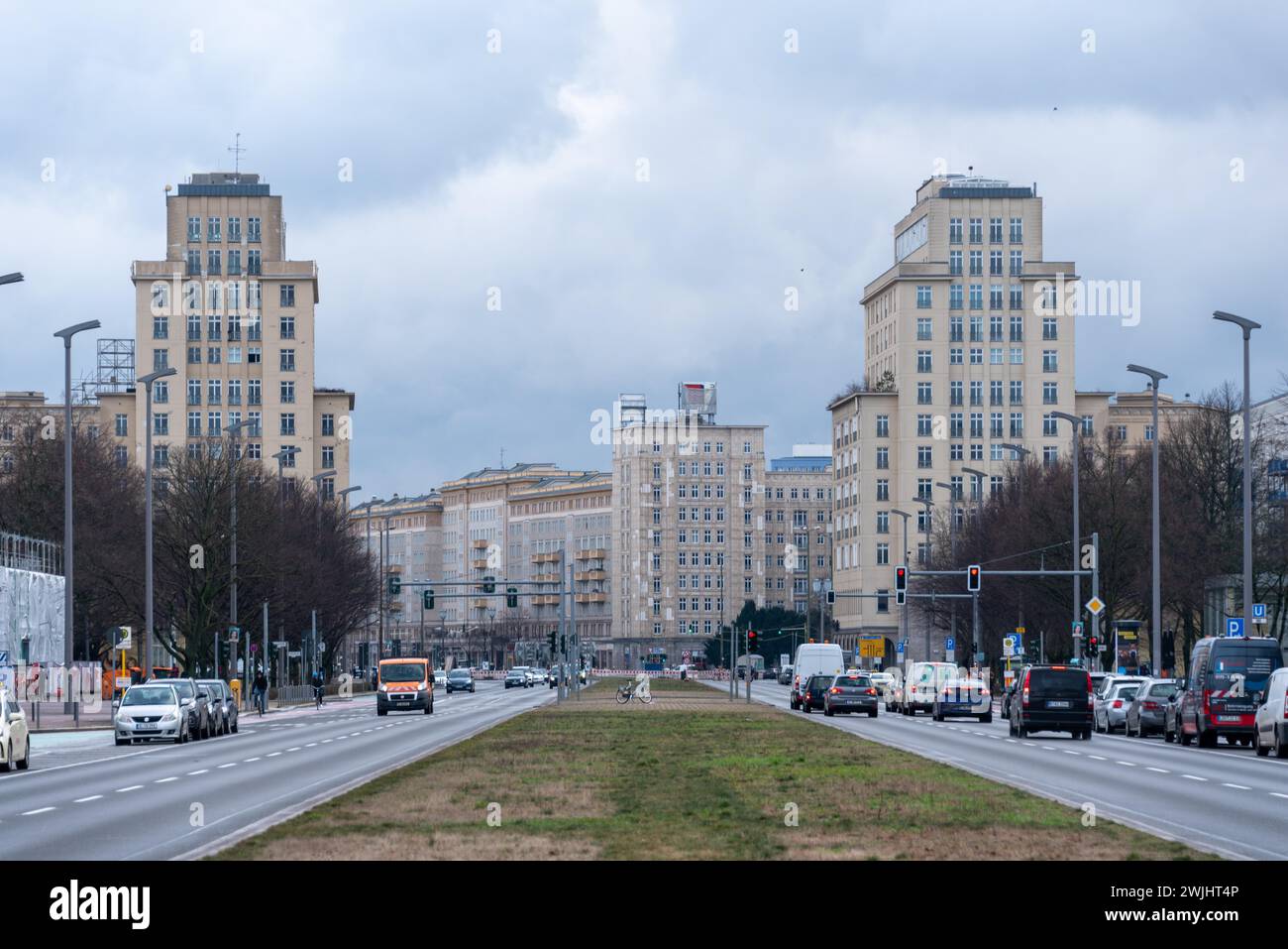 Karl-Marx-Allee with Stalin buildings in the Friedrichshain district ...