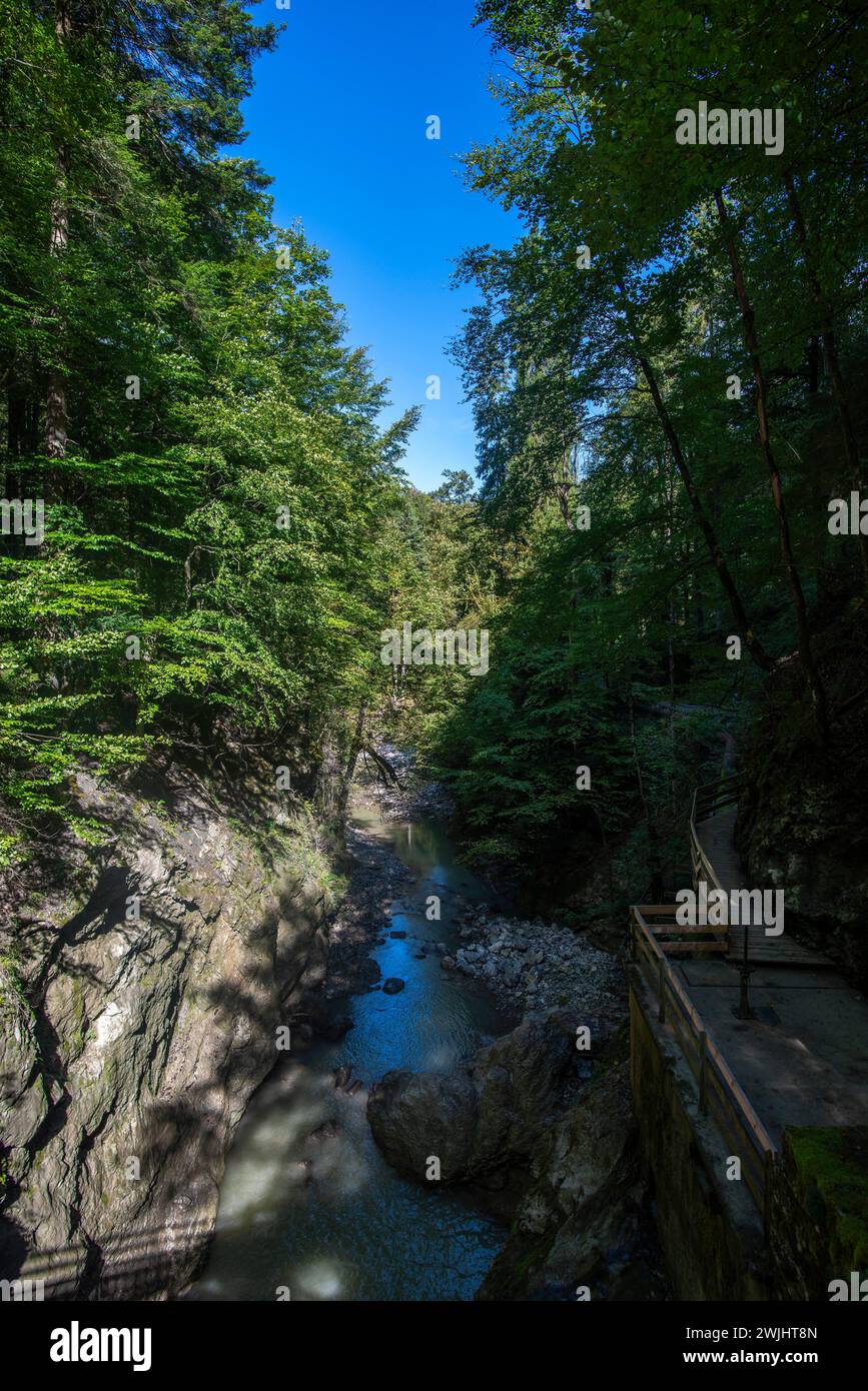 Rappenloch Gorge natural monument, Dornbirner Ach, Dornbirn, wooden ...