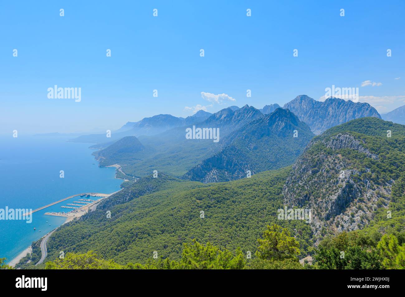 From the Tunektepe Cable Car, a panoramic view of Antalya coast in ...