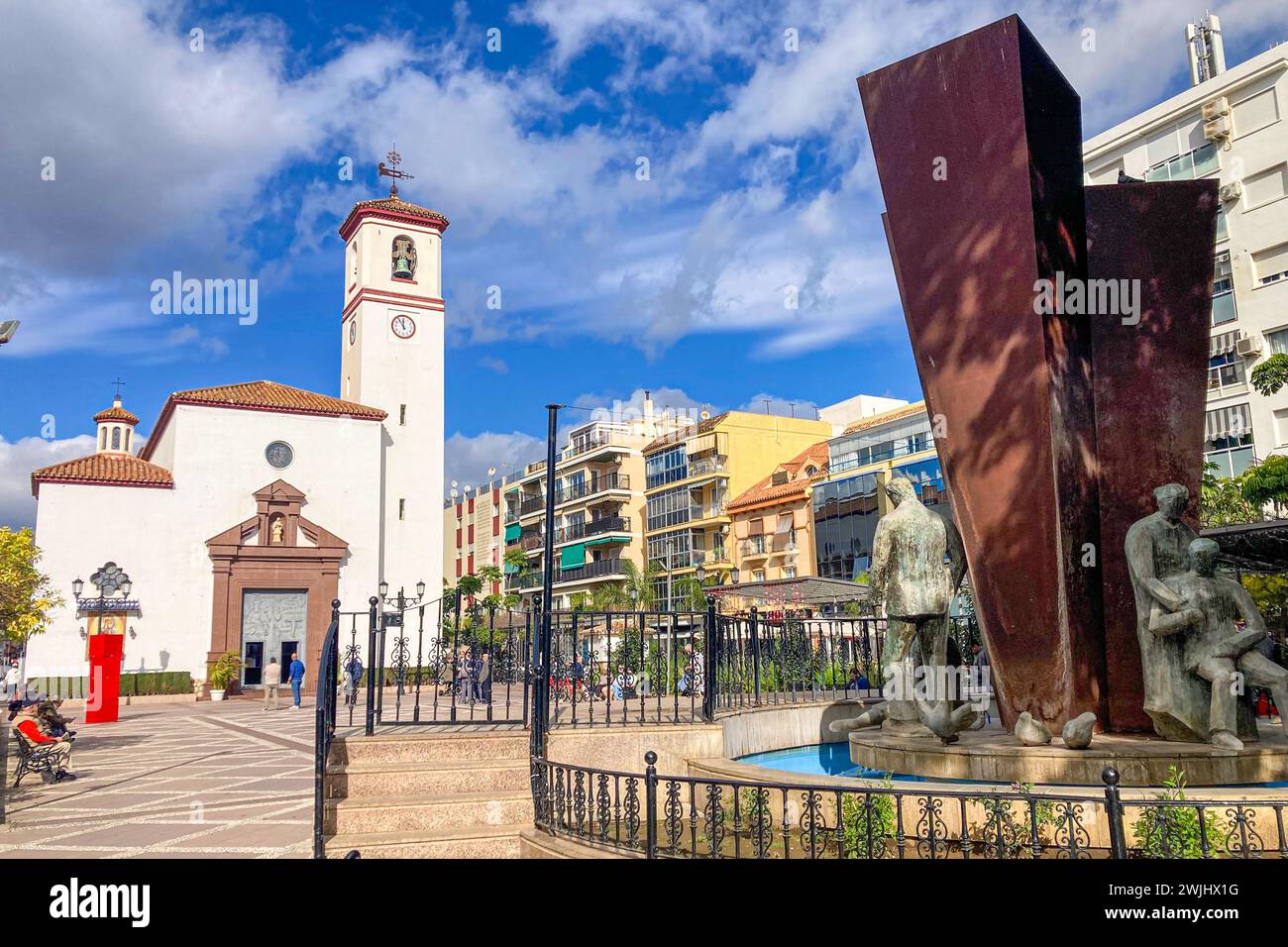 FUENGIROLA, SPAIN - FEBRUARY 17, 2024: Constitution square in ...