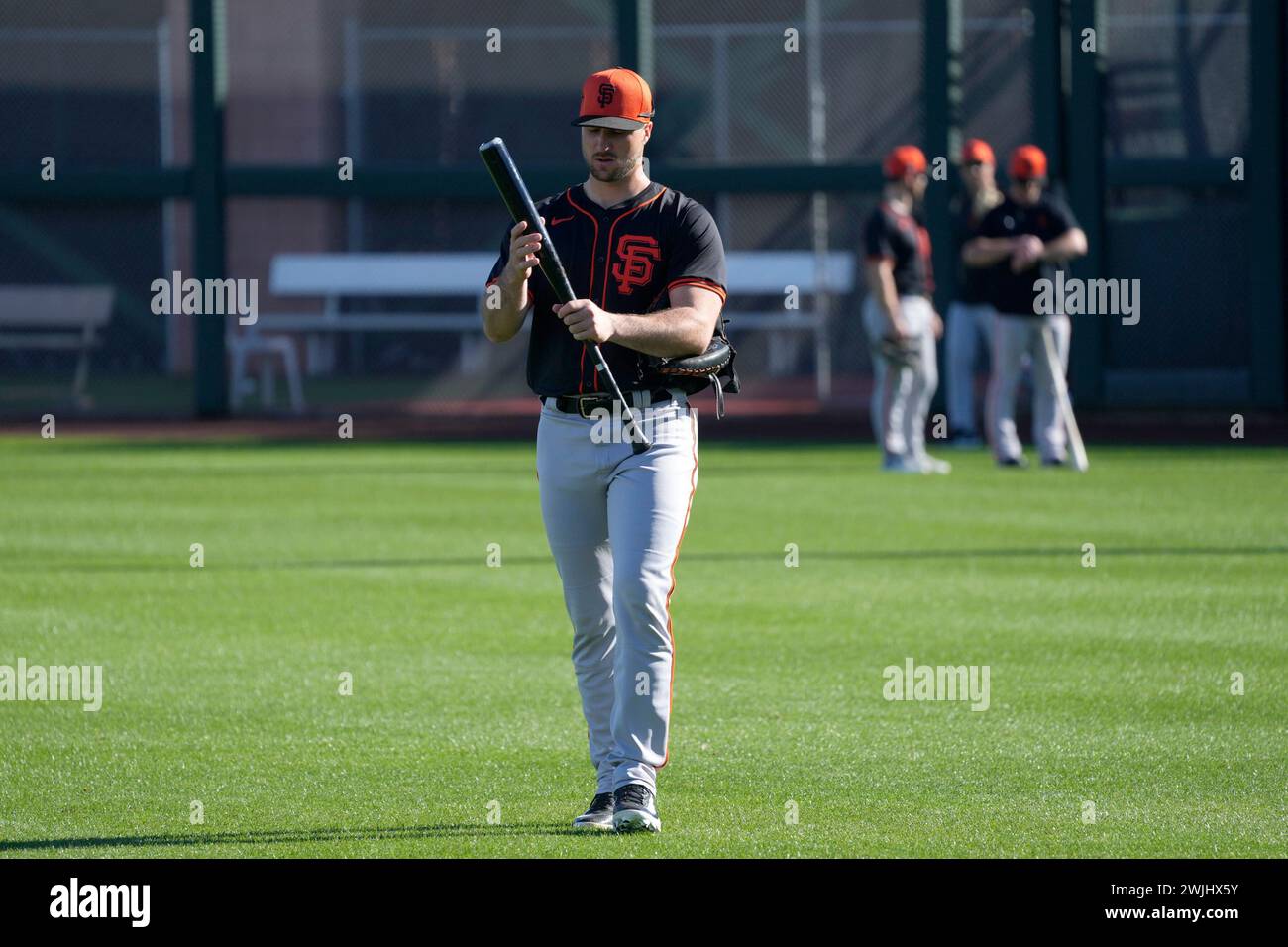 San Francisco Giants catcher Joey Bart walks on the field to take ...