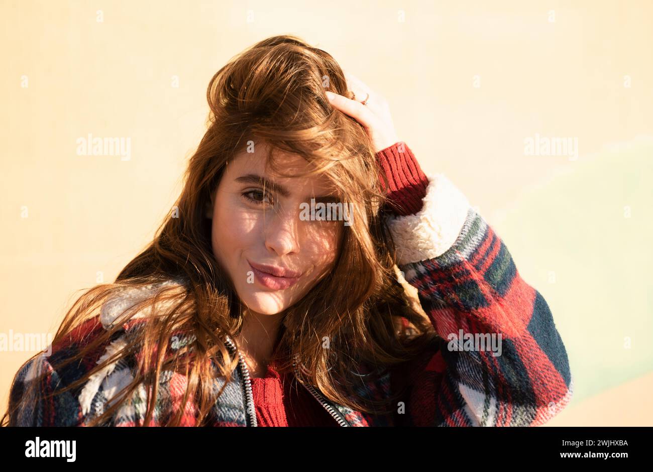 Portrait of beautiful young woman. Outdoor portrait of a cute girl ...