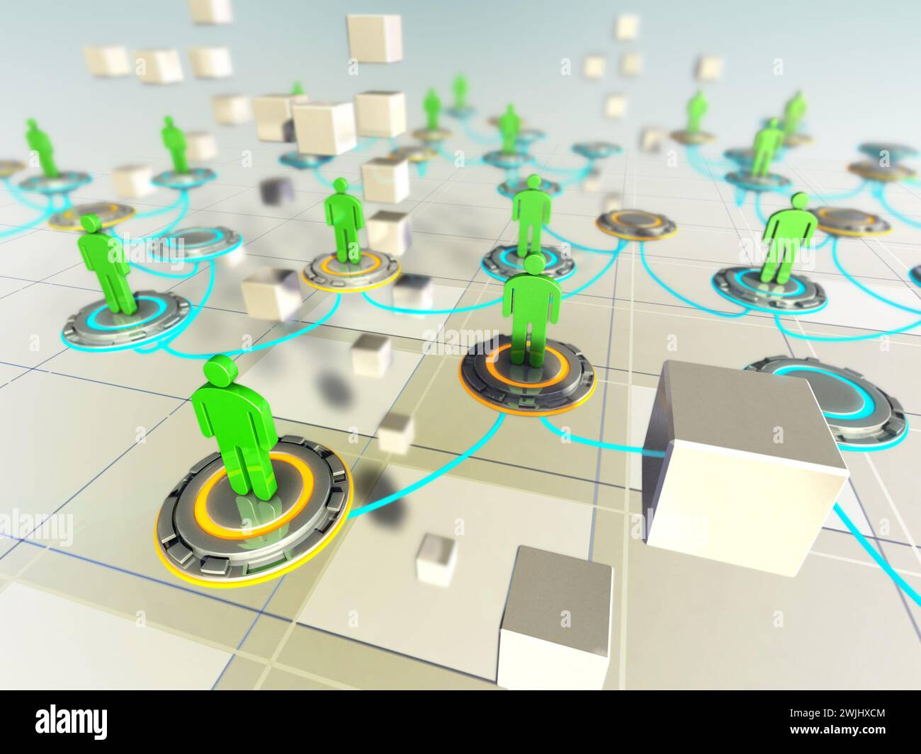 People connected in a virtual network. Digital illustration Stock Photo ...