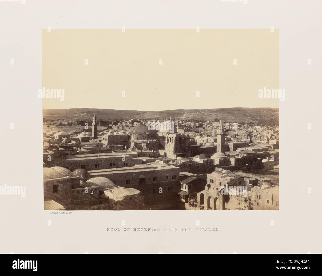 Vintage photo of the Pool of Hezekiah from the Citadel. Elevated view ...