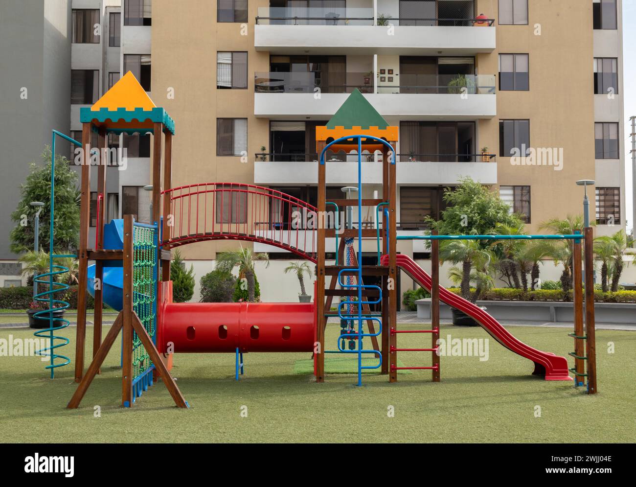 Colorful playground in a park with a beatiful sky Stock Photo - Alamy