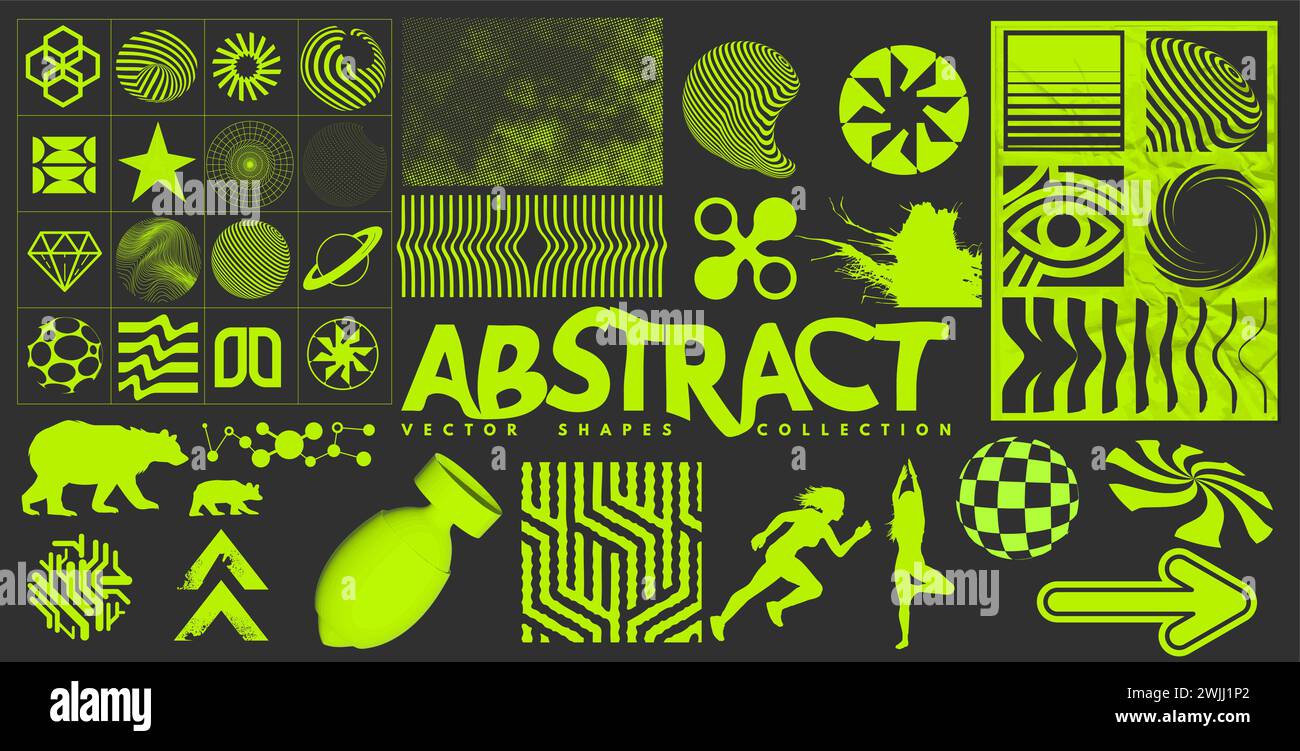 A collection of vector shapes and textures. Vector illustration Stock ...