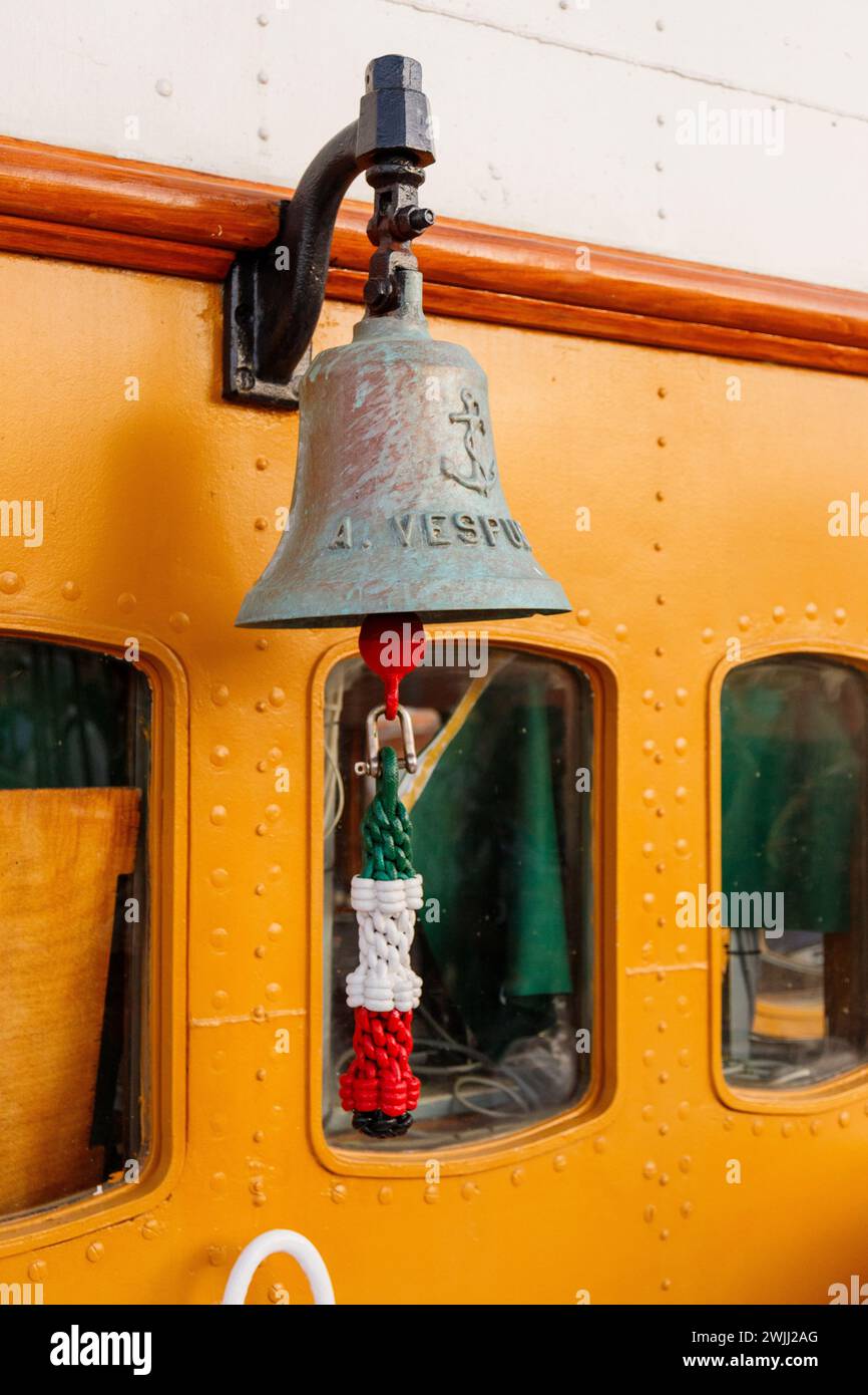 Amerigo Vespucci ship in Rio de Janeiro, Brazil - October 23, 2023: Details of the Amerigo ...