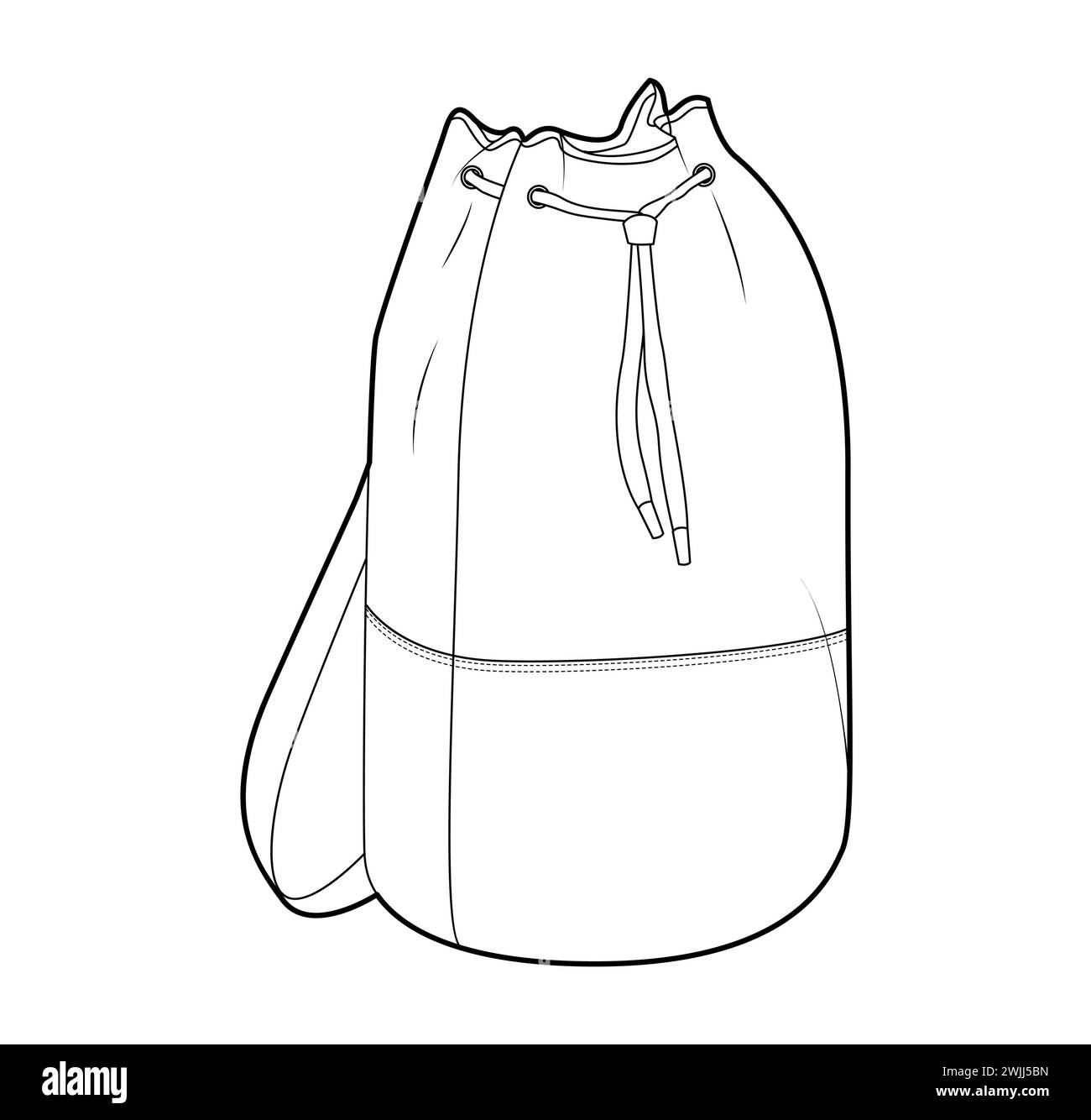 Bucket backpack silhouette Drawstring bag. Fashion accessory technical ...