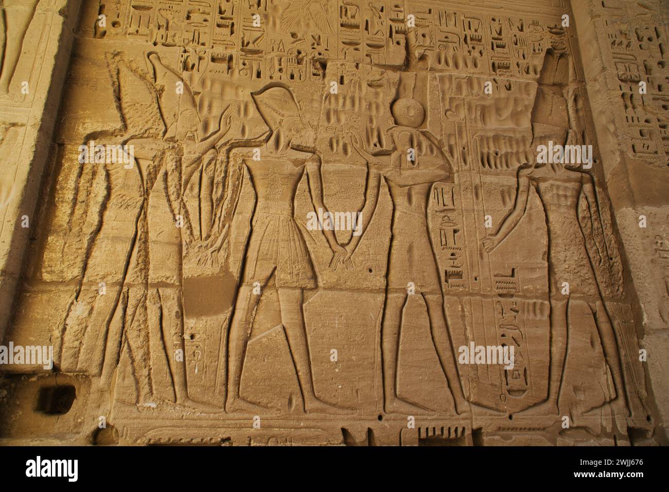 Ancient Egyptian structures, walls, columns, pillar covered colorful ...