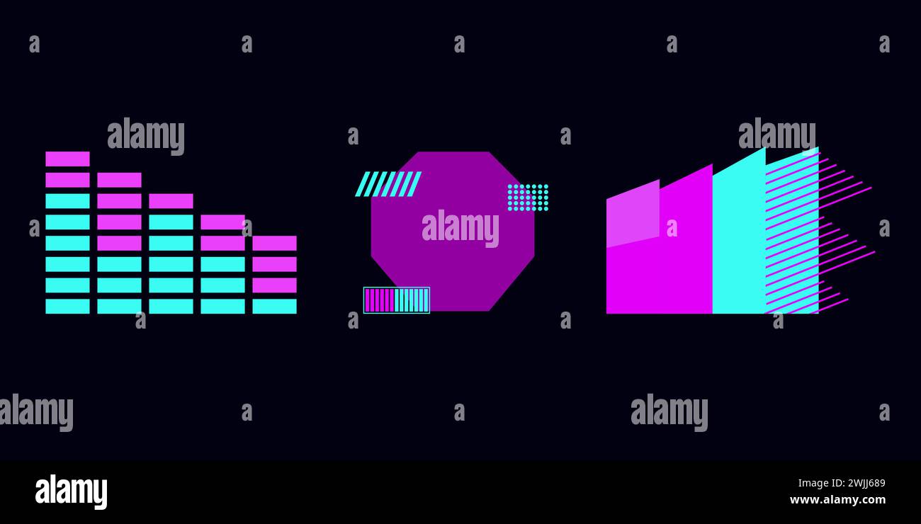 Tech template in cyberpunk style geometric shape. Design social ...