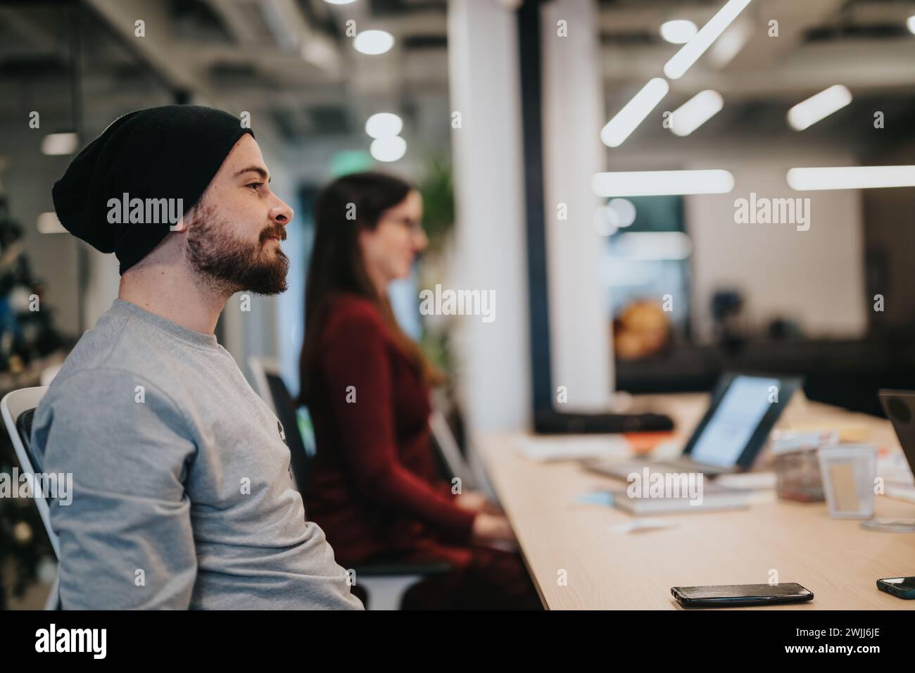 Collaboration and teamwork in a pleasant office atmosphere for business ...