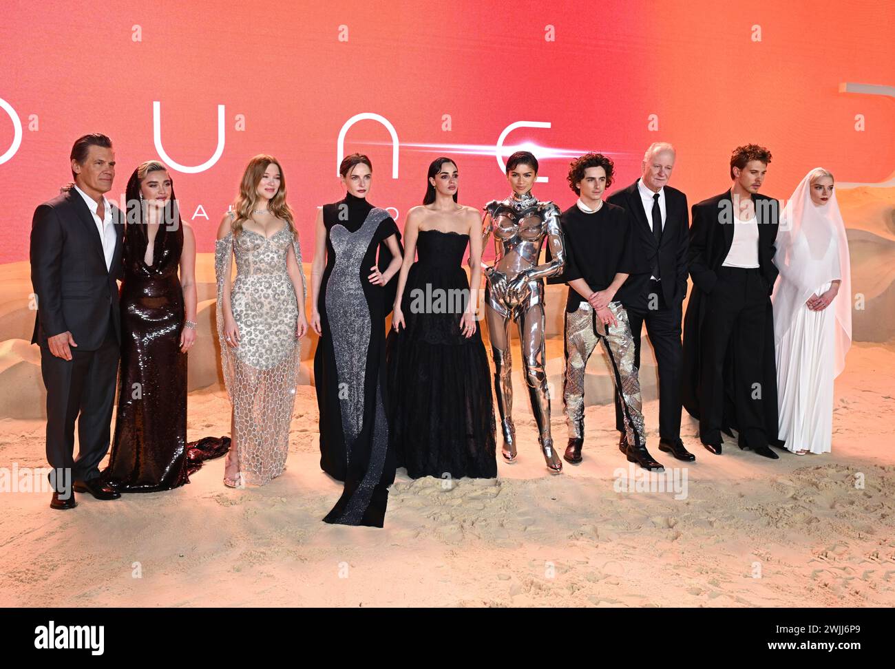 London, UK. February 15th, 2024. Josh Brolin, Florence Pugh, Lea Seydoux, Rebecca Ferguson ...