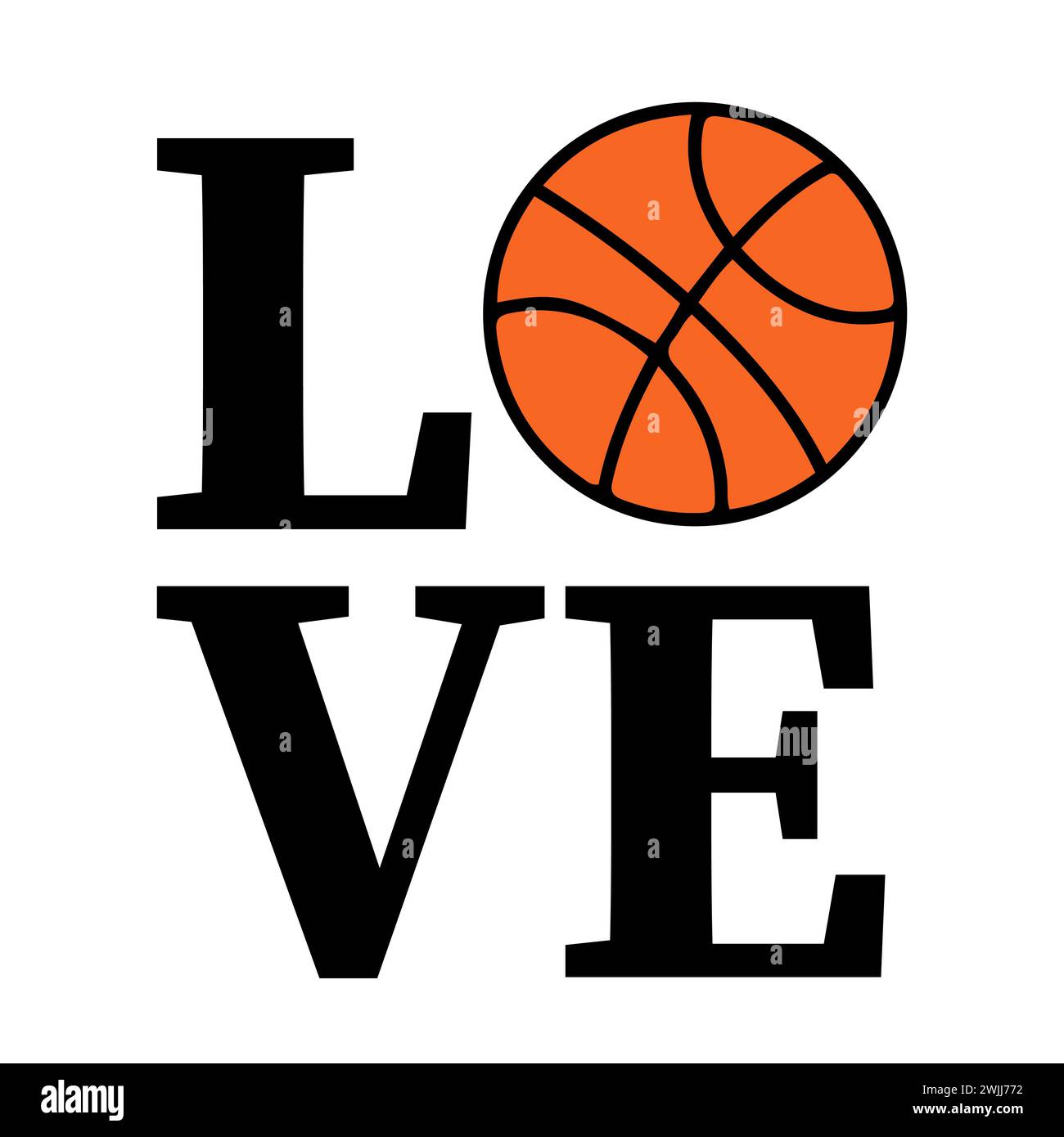 Love basketball lettering with ball isolated on white. Sports ...