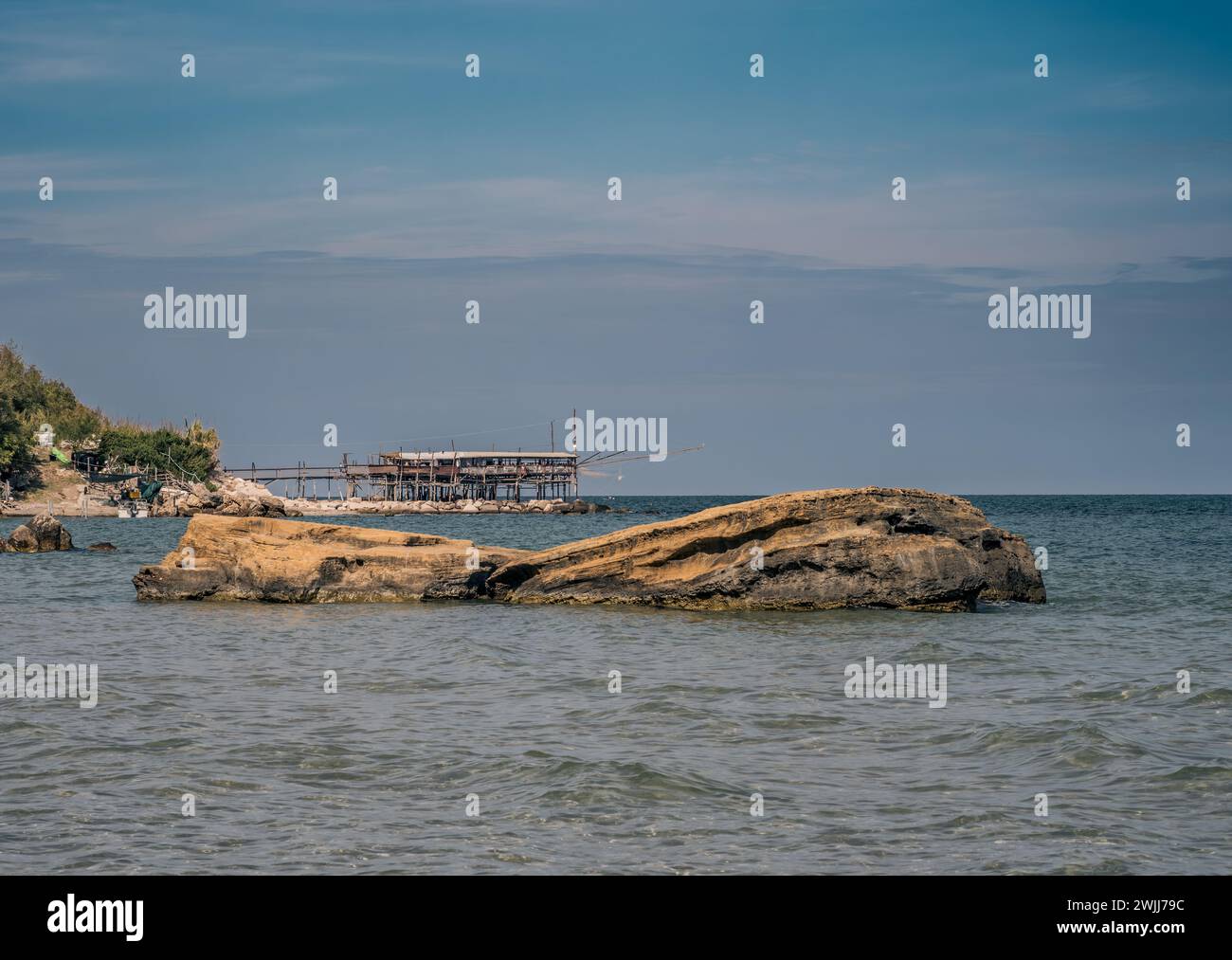Large rocks in front of the Trabocco of Punta Cavalluccio. Fossacesia ... Large rocks in front of the Trabocco of Punta Cavalluccio. Fossacesia ...