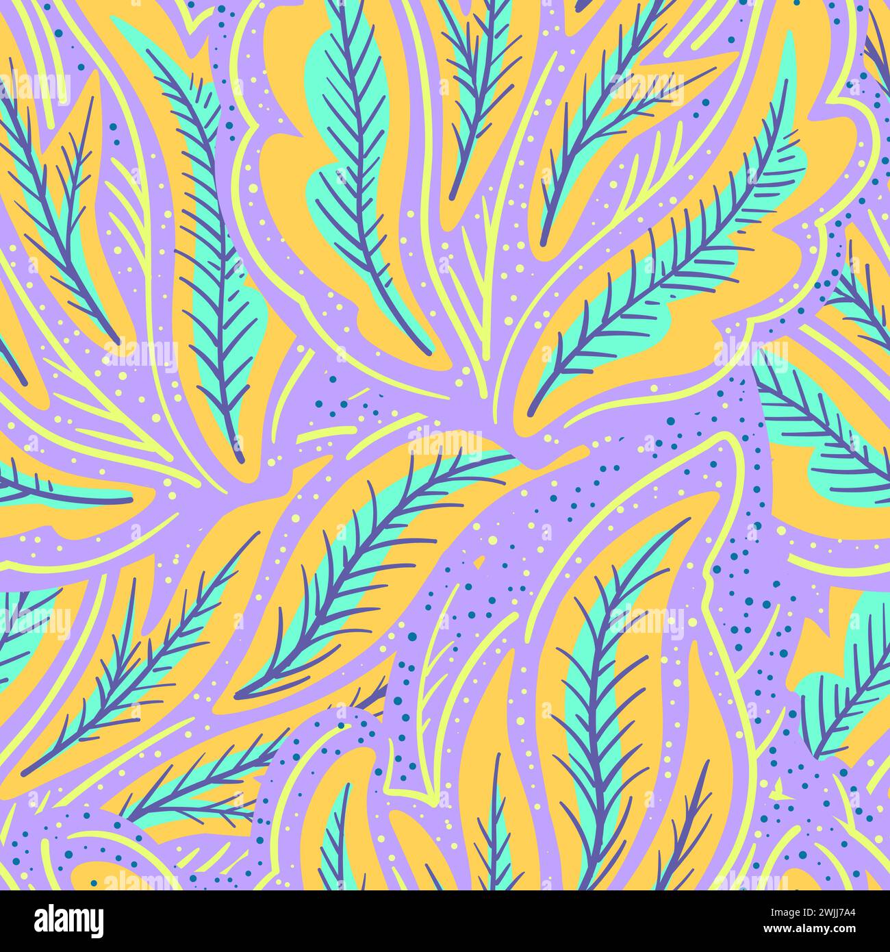 Colorful seamless pattern with chaotic floral and psychedelic abstract ...