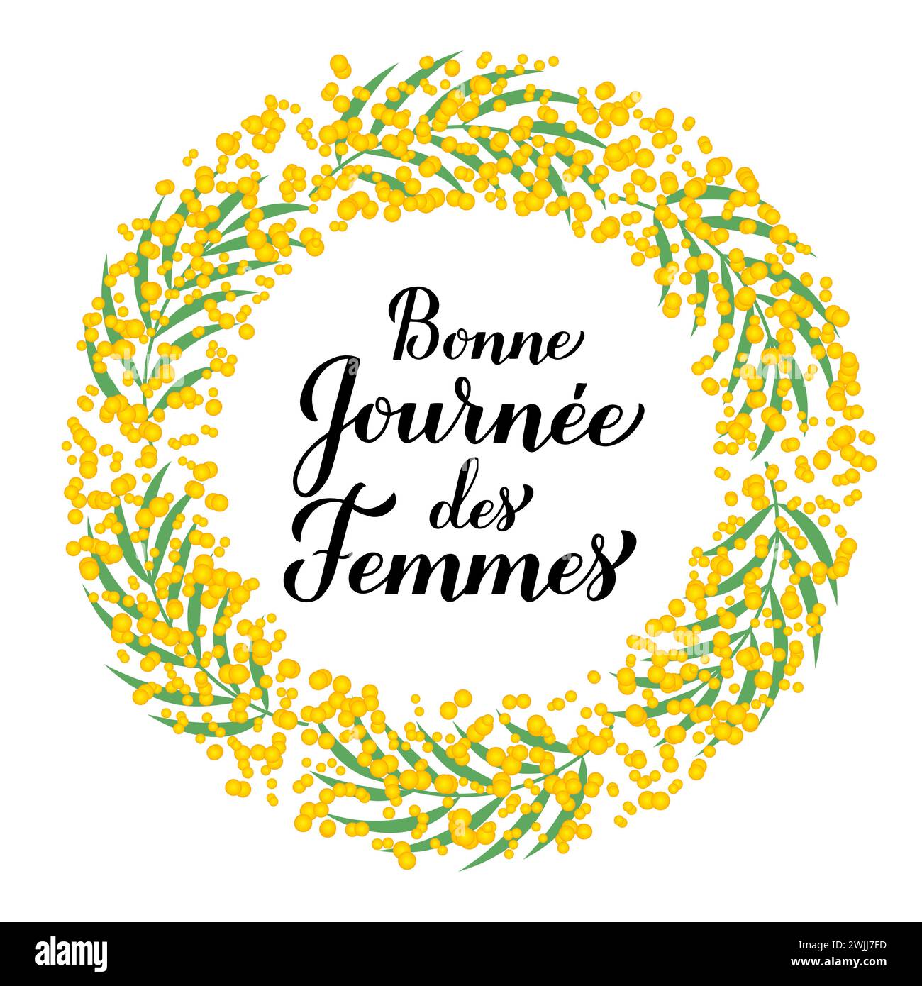 Bonne Journee des Femmes - Happy Womens Day in French. Calligraphy hand ...
