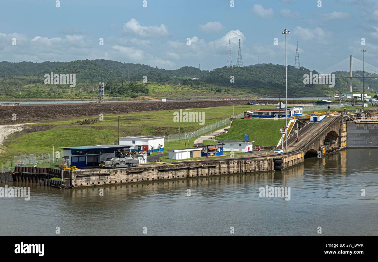 Panama Canal, Panama - July 24, 2023: SW quay at Pedro Miguel Locks ...