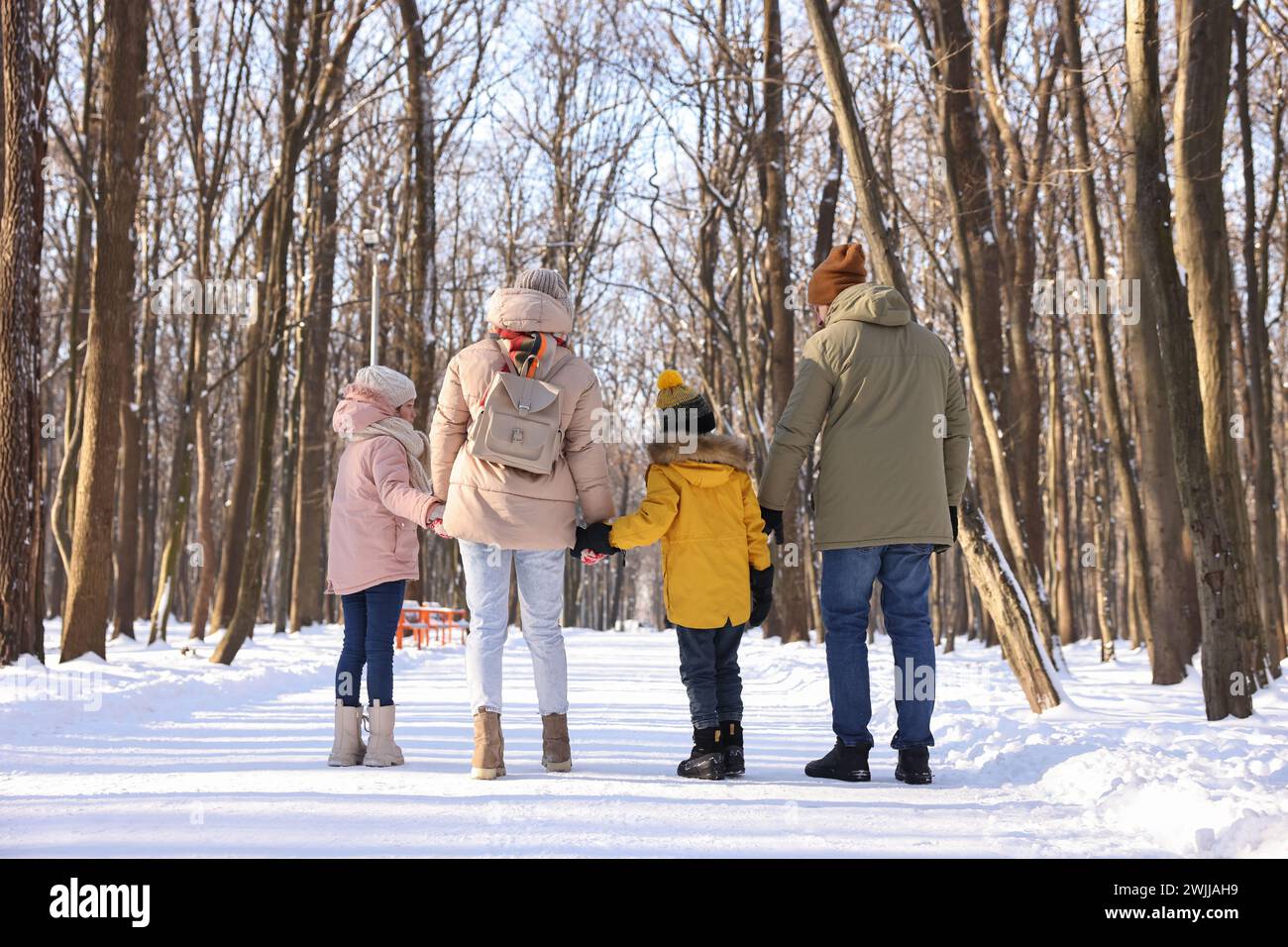 Family back view snow hi-res stock photography and images - Alamy