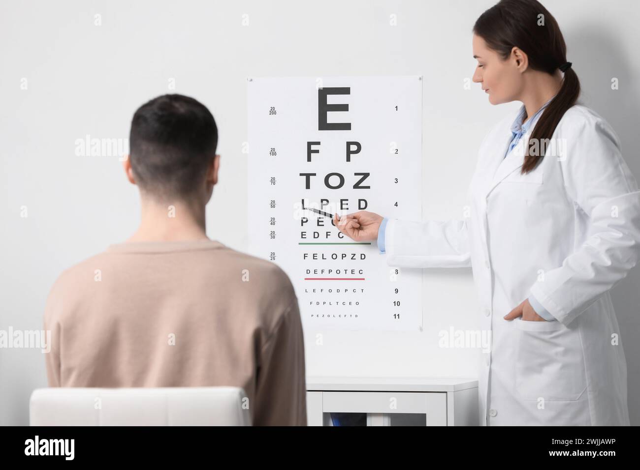 Ophthalmologist testing young man's vision in clinic Stock Photo - Alamy