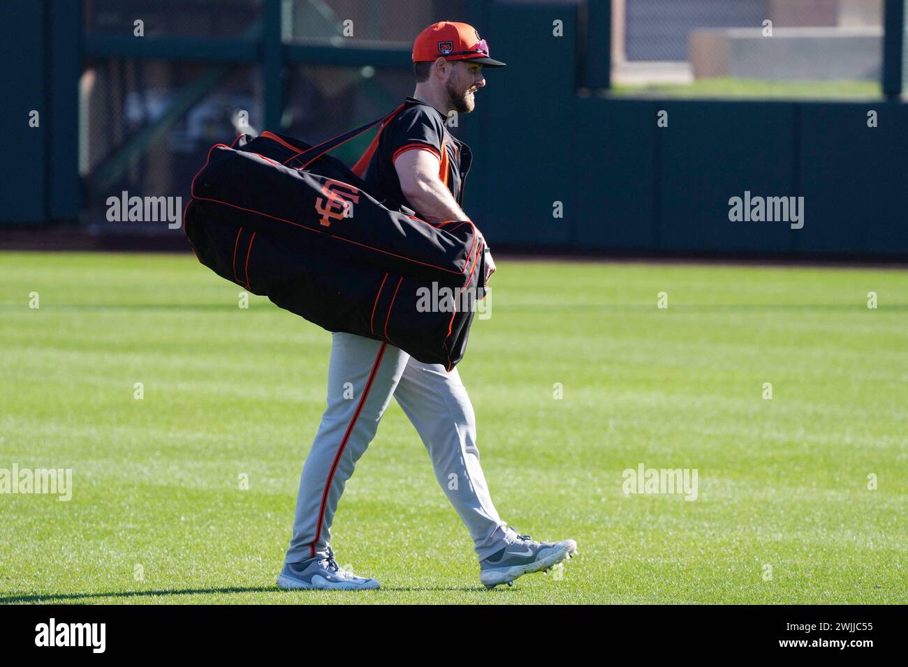 San Francisco Giants catcher Cooper Hummel walks on the field prior to ...