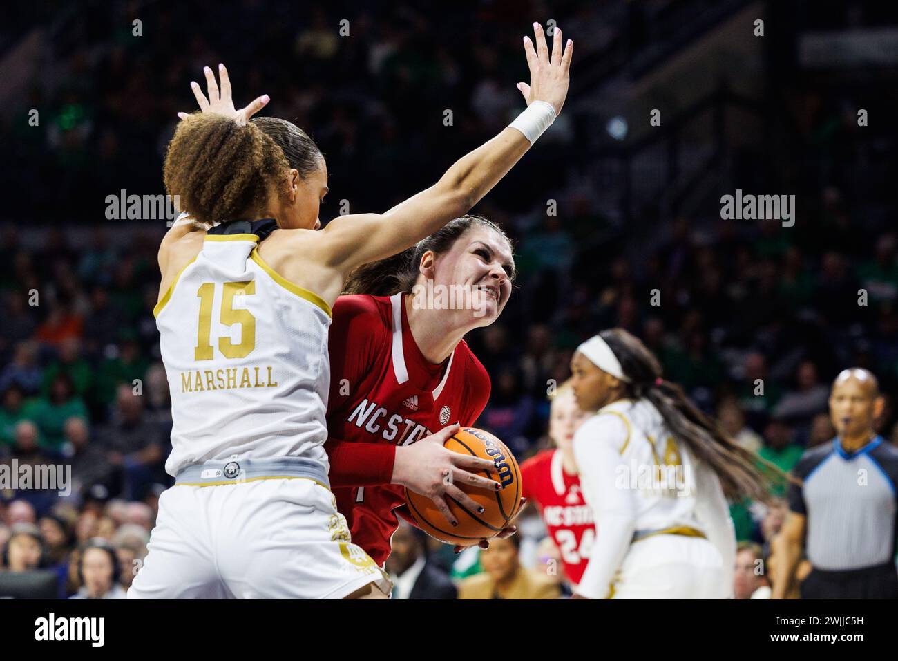 South Bend, Indiana, USA. 15th Feb, 2024. North Carolina State center ...