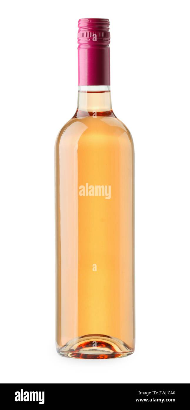 Bottle of expensive rose wine isolated on white Stock Photo - Alamy