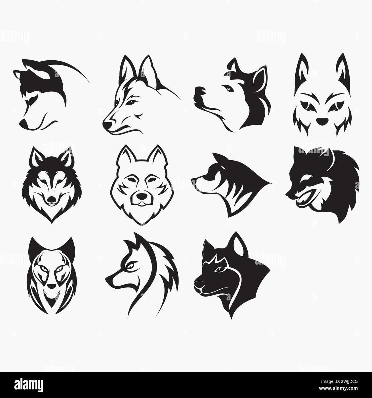 wolf icon set vector illustration Stock Vector Image & Art - Alamy