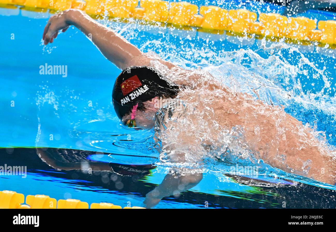 Doha, Qatar. 15th Feb, 2024. Pan Zhanle of China competes during the ...
