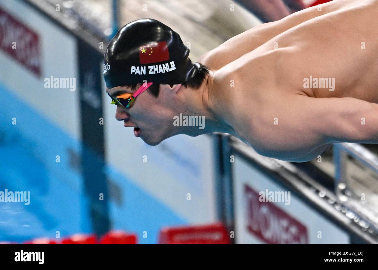 Doha, Qatar. 15th Feb, 2024. Pan Zhanle of China competes during the ...