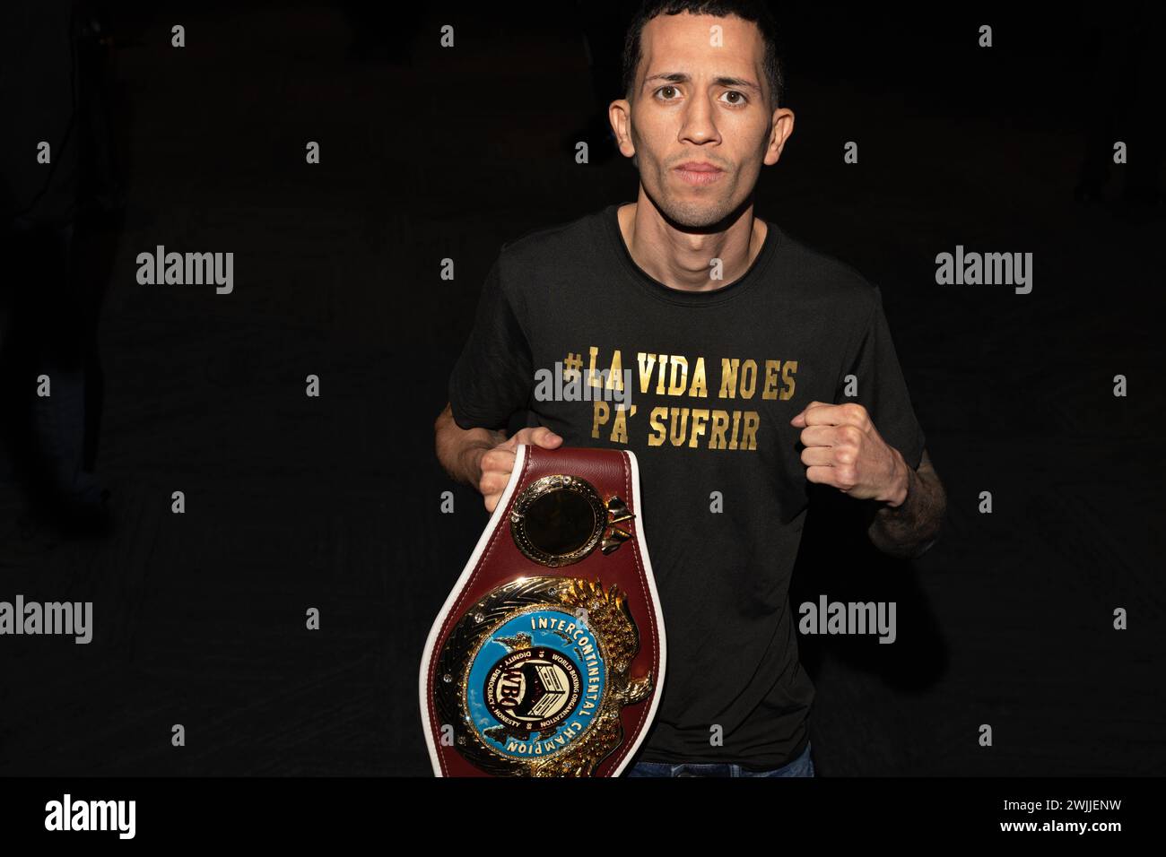 New York, New York, USA. 15th Feb, 2024. WBO-NABO featherweight ...
