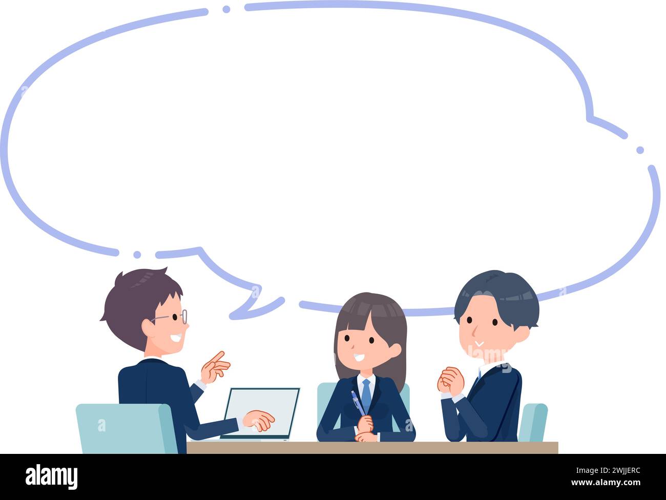 Three students talking with speech bubble. Vector art that is easy to ...