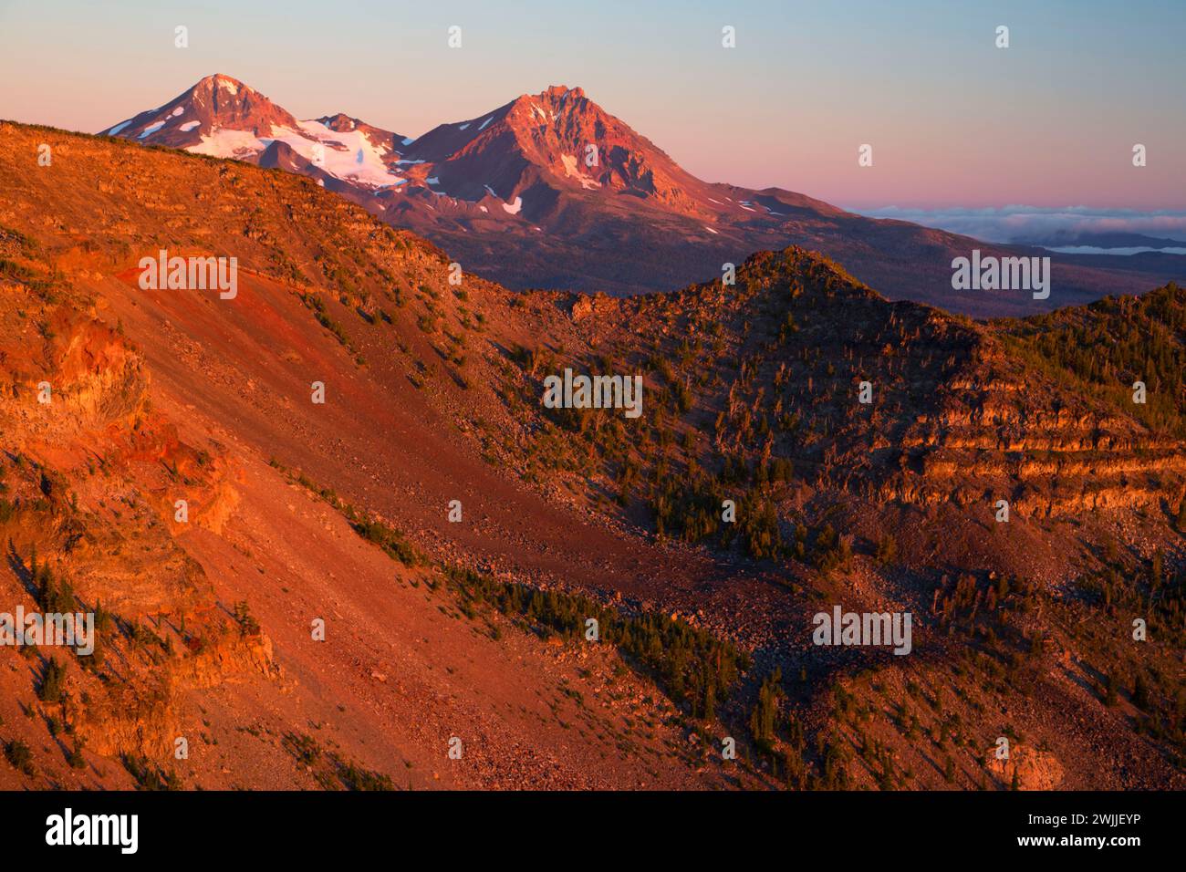 North and Middle Sister from Tam McArthur Rim, Three Sisters Wilderness ...