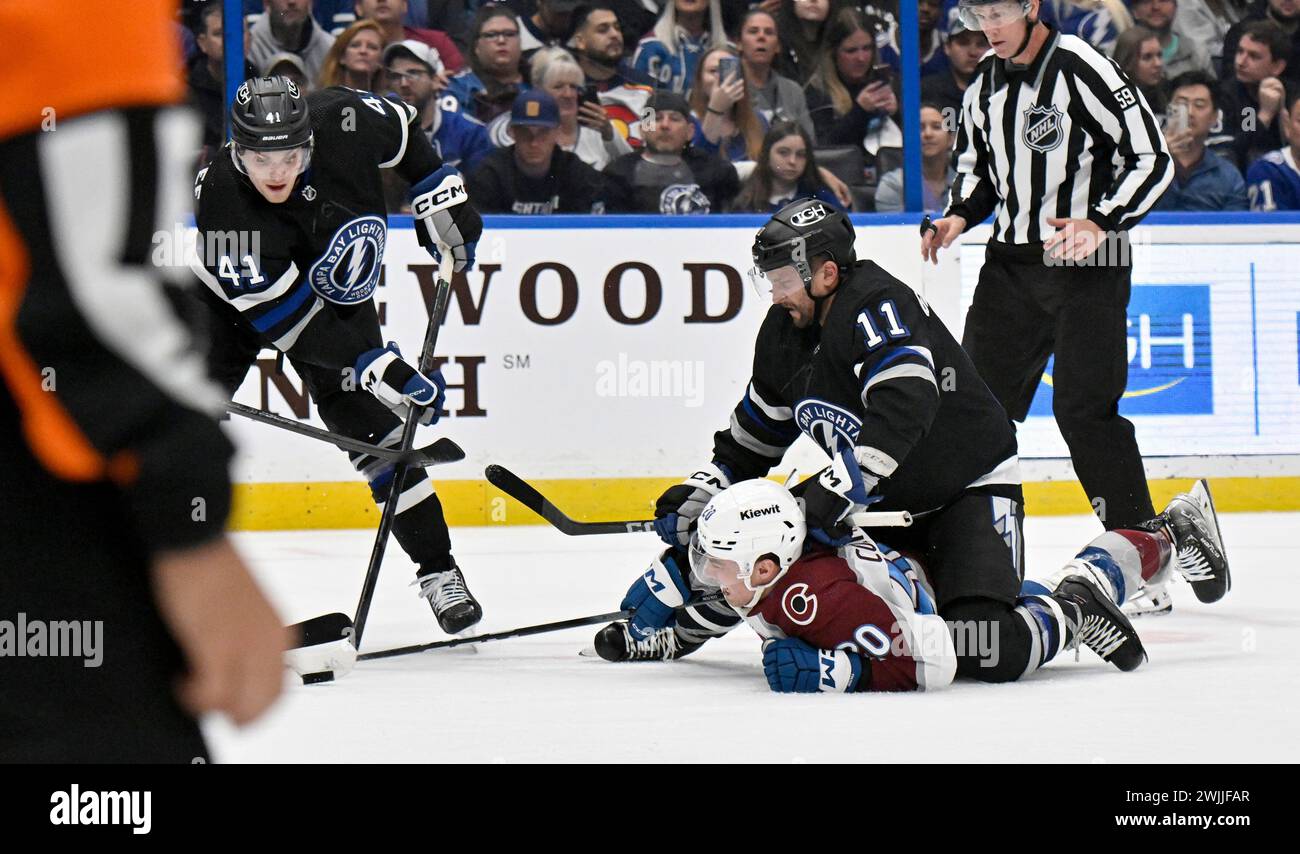Tampa Bay Lightning right wing Mitchell Chaffee (41) and center Luke ...