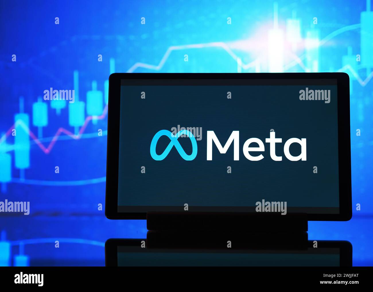 Germany -February 16, 2024: In this photo illustration, Meta Platforms, Inc. logo seen displayed ...