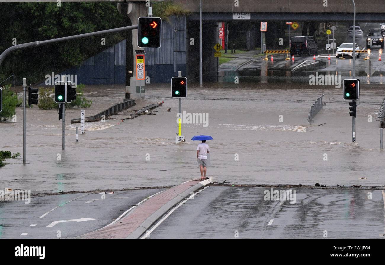 Brisbane, Australia. 16th Feb, 2024. Flooding is seen in the suburb of ...