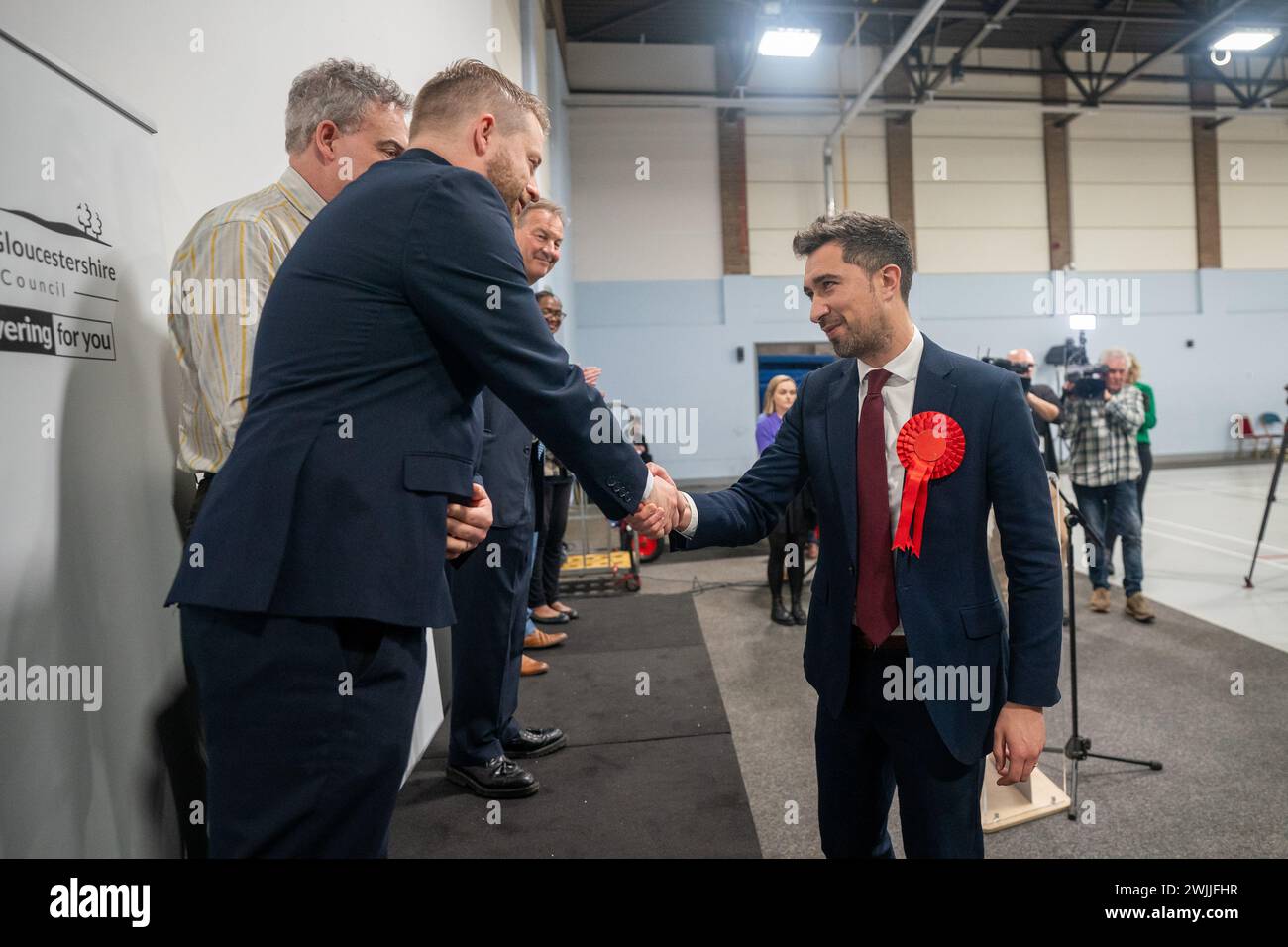 Labour candidate Damien Egan shakes hands with fellow candidates after ...