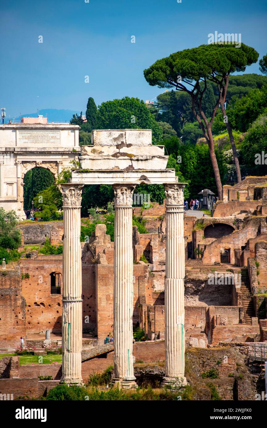 Temple of Castor and Pollux (Dioscuri) - Roman Forum - Italy Stock ...