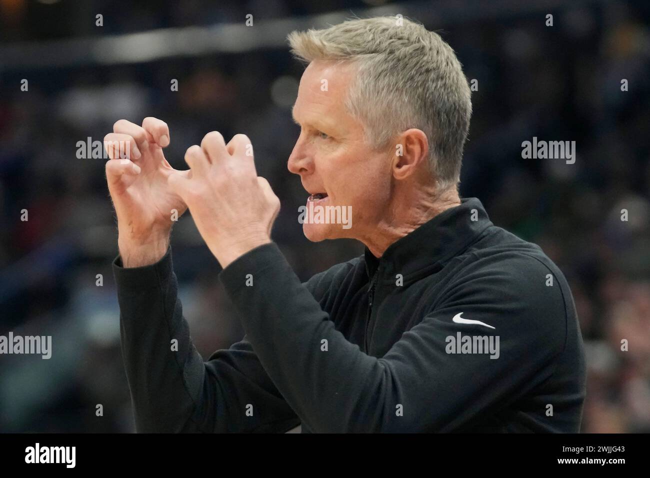 Golden State Warriors head coach Steve Kerr reacts during the first ...