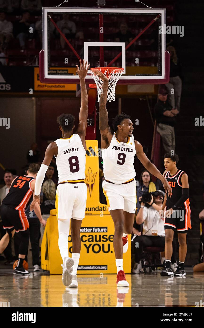 Arizona State Sun Devils center Shawn Phillips Jr. (9) celebrates with ...