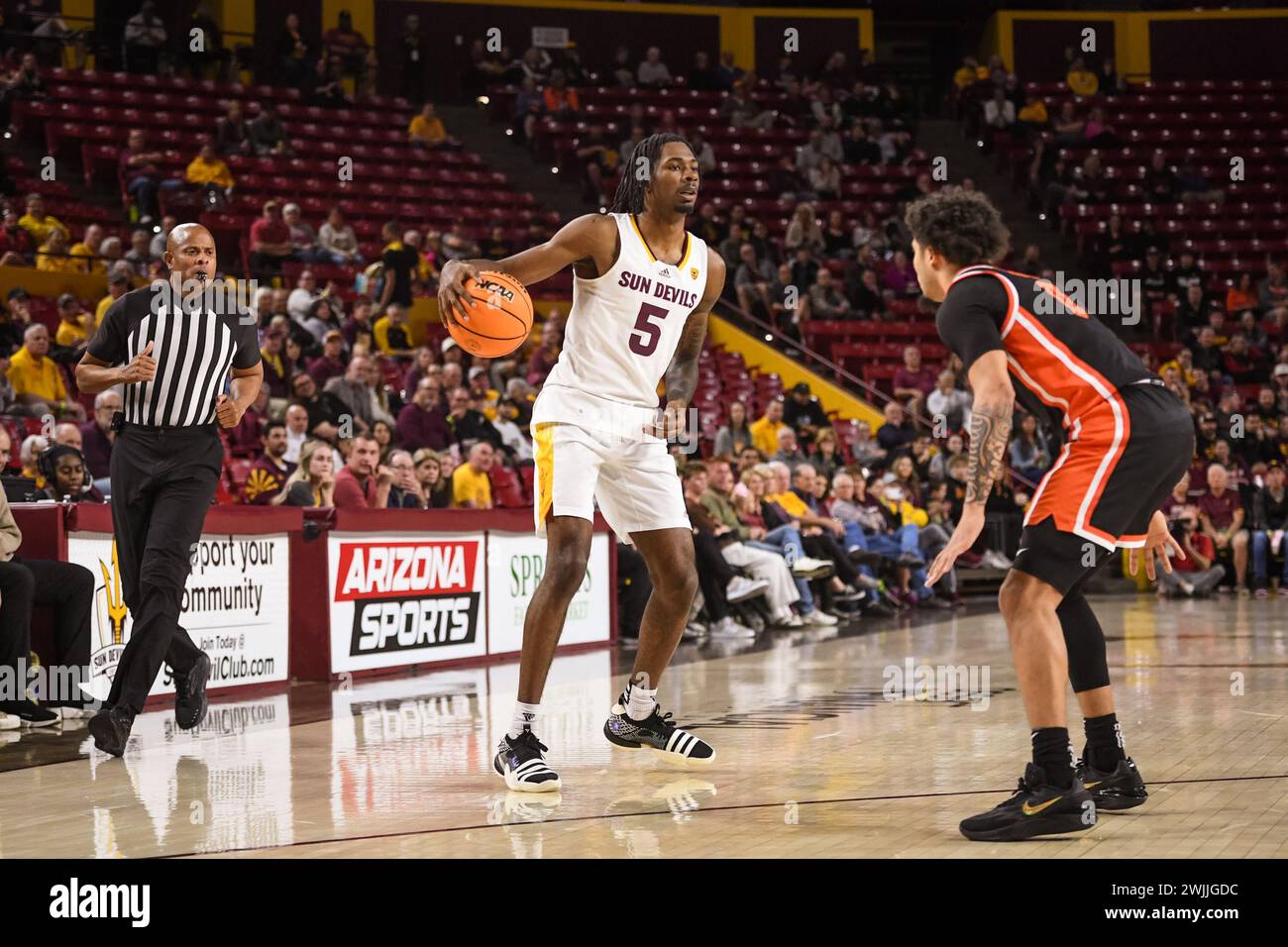 Tempe, United States. 14th Feb, 2024. Arizona State Sun Devils guard ...