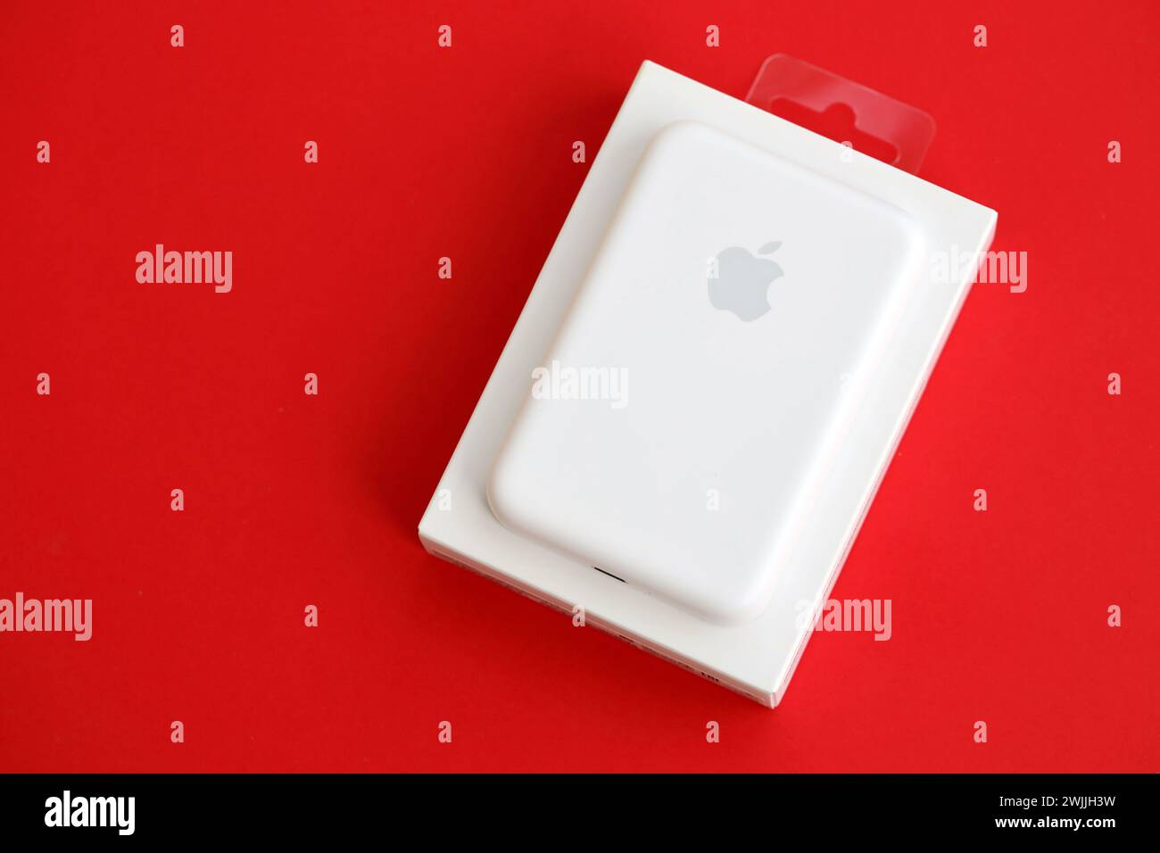 KYIV, UKRAINE - OCTOBER 31, 2023 Apple MagSafe battery device for ...