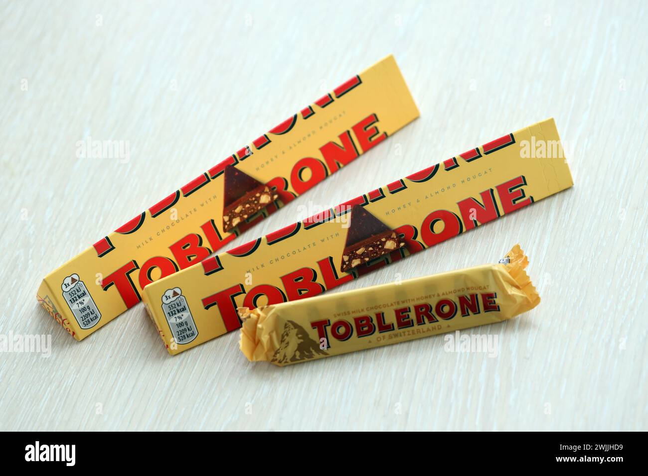 KYIV, UKRAINE - OCTOBER 31, 2023 Yellow Toblerone Chocolate Bar ...