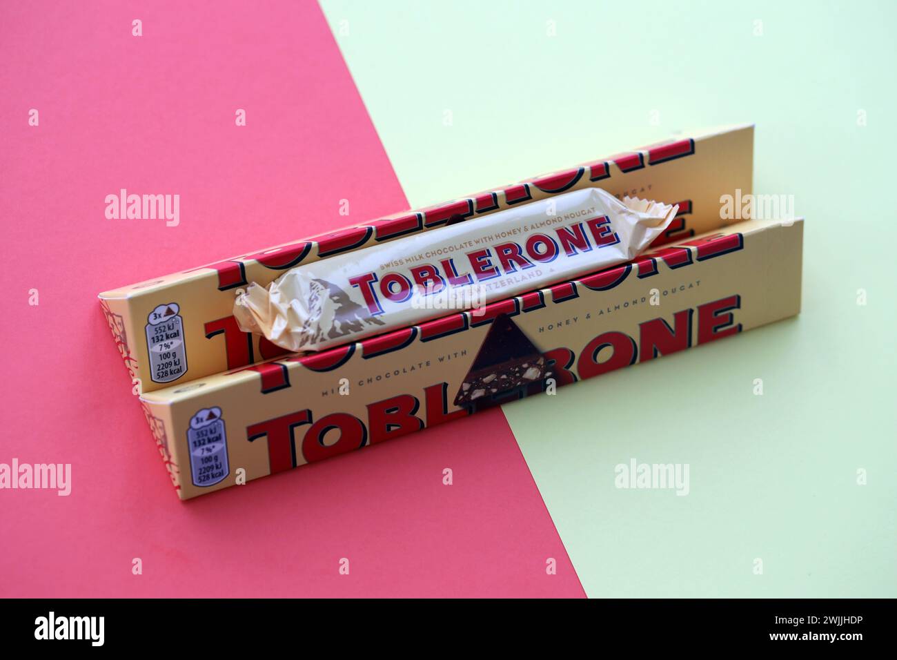 KYIV, UKRAINE - OCTOBER 31, 2023 Yellow Toblerone Chocolate Bar ...