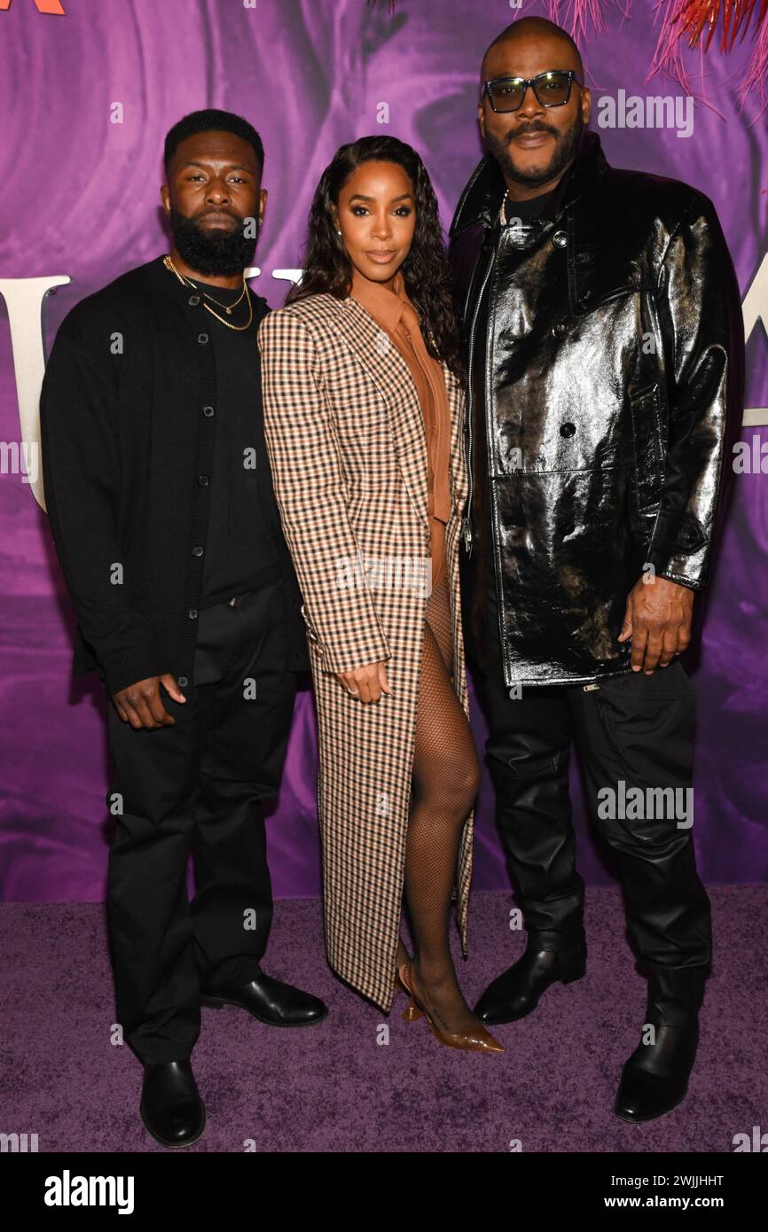 New York, USA. 15th Feb, 2024. Trevante Rhodes, Kelly Rowland and Tyler ...