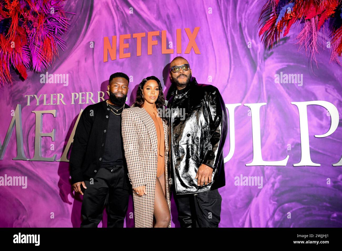 New York, USA. 15th Feb, 2024. Trevante Rhodes, Kelly Rowland and Tyler ...