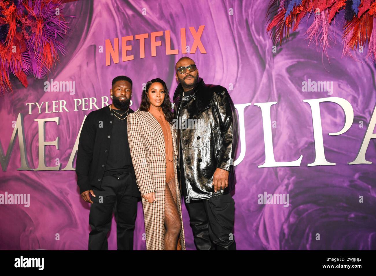 New York, USA. 15th Feb, 2024. Trevante Rhodes, Kelly Rowland and Tyler ...