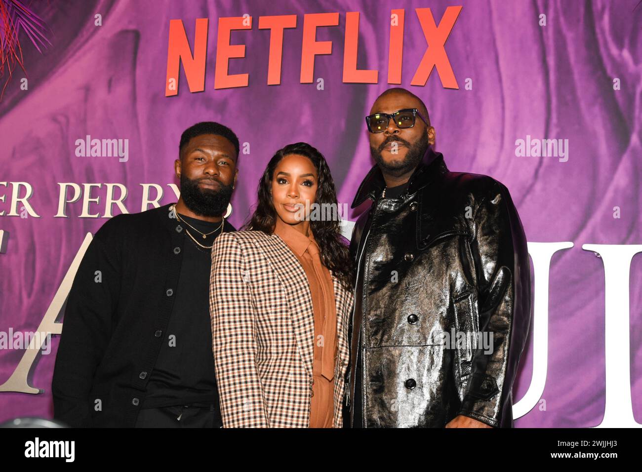 New York, USA. 15th Feb, 2024. Trevante Rhodes, Kelly Rowland and Tyler ...