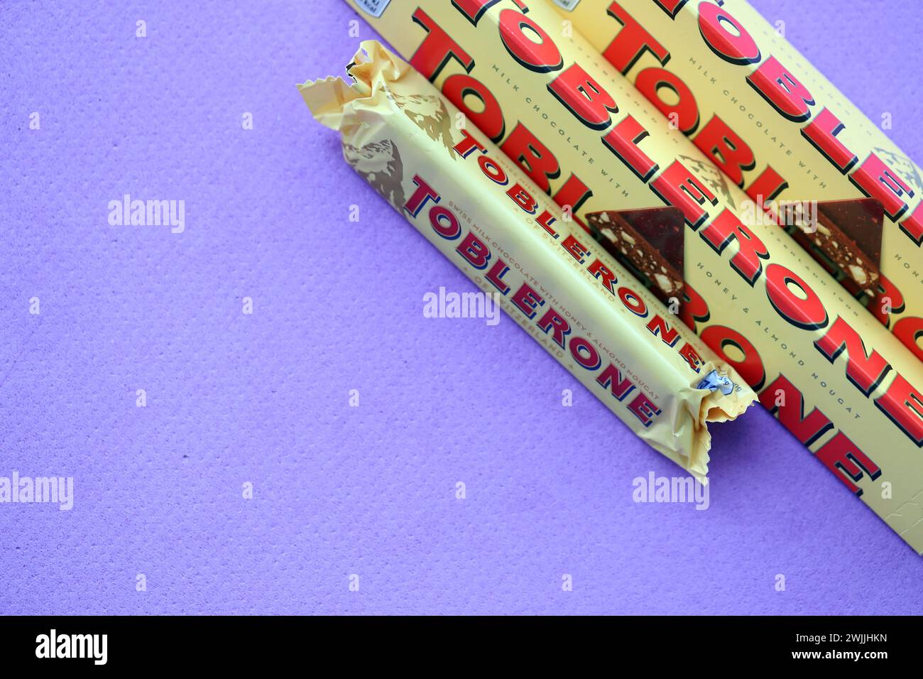 KYIV, UKRAINE - OCTOBER 31, 2023 Yellow Toblerone Chocolate Bar ...