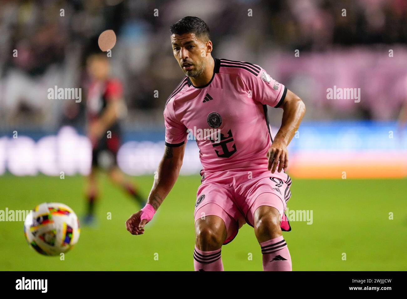 Inter Miami forward Luis Suarez watches the ball during the first half ...